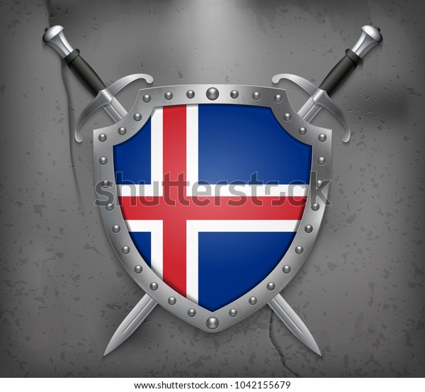 Flag Iceland Shield National Flag Two Stock Vector (Royalty Free ...