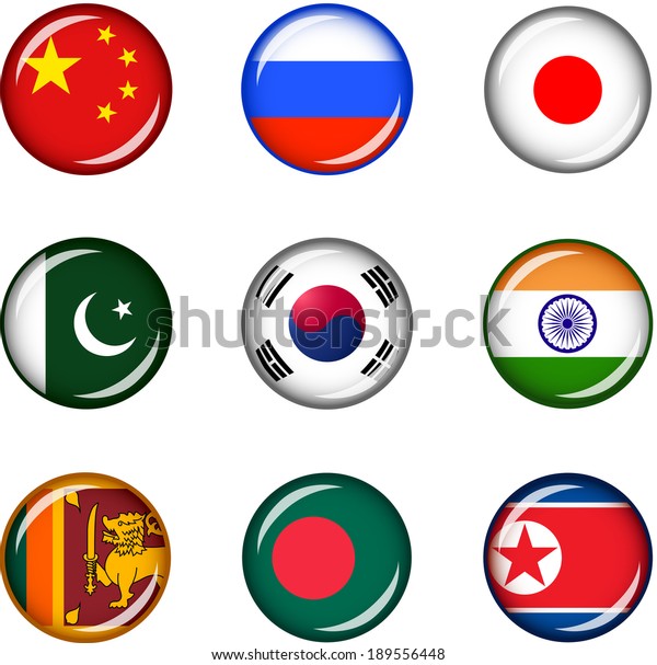 Flag Icons Asia 1 Vector Graphic Stock Vector (Royalty Free) 189556448