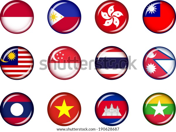 Flag Icons Asia 2 Vector Graphic Stock Vector (Royalty Free) 190628687