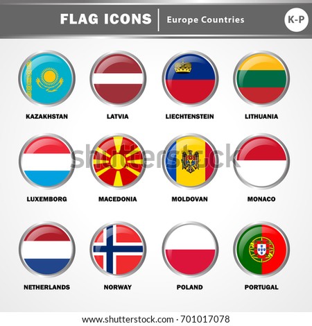 Flag Icons Vector Europe Countries Alphabet Image vectorielle de stock ...