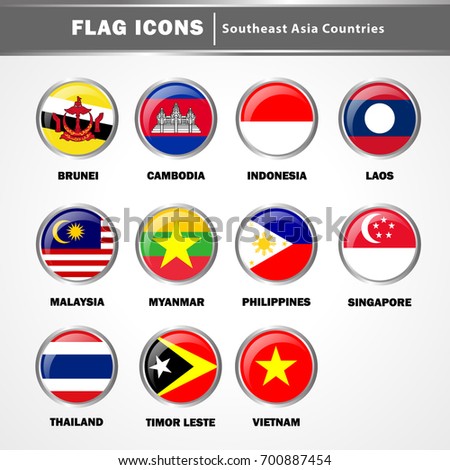 Flag Icons Vector Southeast Asia Countries Stock Vector (Royalty Free ...