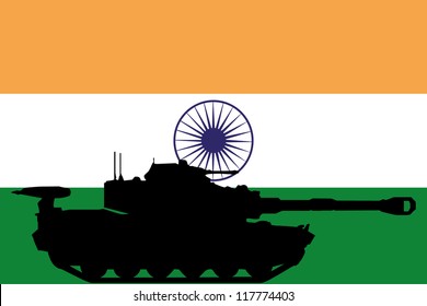 Flag India Silhouette Tank Stock Vector (Royalty Free) 117774403