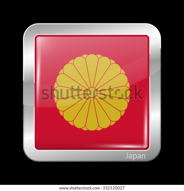 Flag Japan Metallic Icon Square Shape Stock Vector (Royalty Free ...