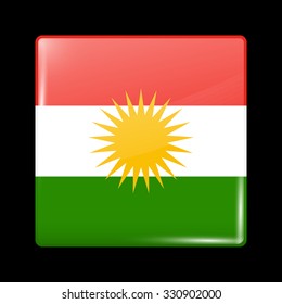 Flag Kurdistan Glassy Icon Square Shape Stock Vector (Royalty Free ...