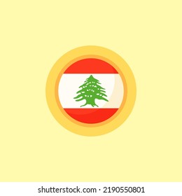 Flag Lebanon Round Frame Flat Design Stock Vector (Royalty Free ...