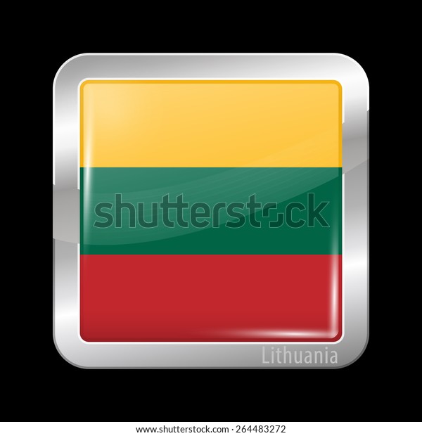 Flag Lithuania Metal Icons Square Shape Stock Vector (Royalty Free ...