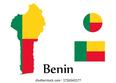 Flag Map Circle Shape Symbol Benin Stock Vector (Royalty Free ...