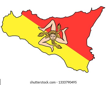 FLAG OF SICILY.ai Royalty Free Stock SVG Vector and Clip Art