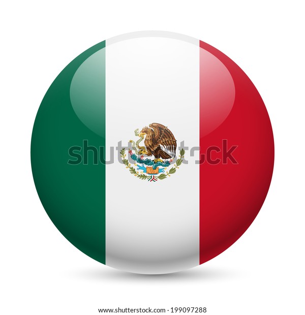 Flag Mexico Round Glossy Icon Button Stock Vector (Royalty Free) 199097288