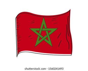 Flag Morocco Hand Drawing Vector Illustration Stock Vector (Royalty ...