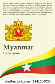 Flag Myanmar Republic Union Myanmar Template Stock Vector (Royalty Free ...