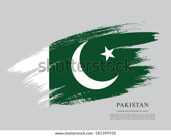 Flag Pakistan Brush Stroke Background Stock Vector (Royalty Free ...