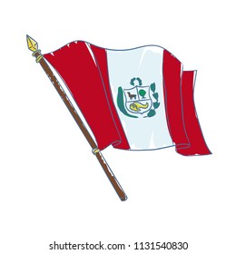 Flag Peru Illustration Drawing Line Art Stock Vector (Royalty Free ...