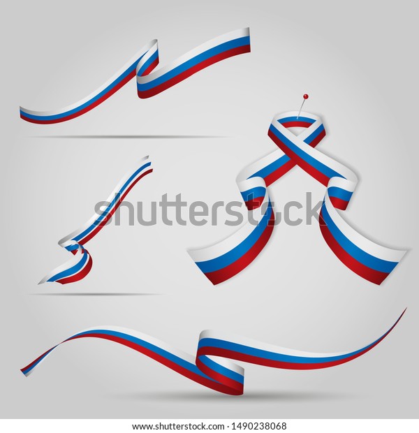Flag Russia Russian Ribbons Set Vector Stock Vector (Royalty Free ...