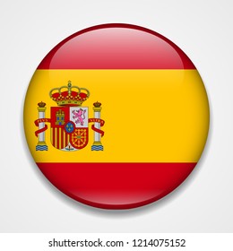 Vektor Stok Spain Flag Vector Round Icon Illustration (Tanpa Royalti ...