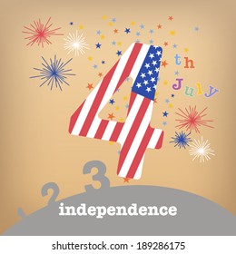Flag Usa On Number Four Stock Vector (Royalty Free) 189286175 ...