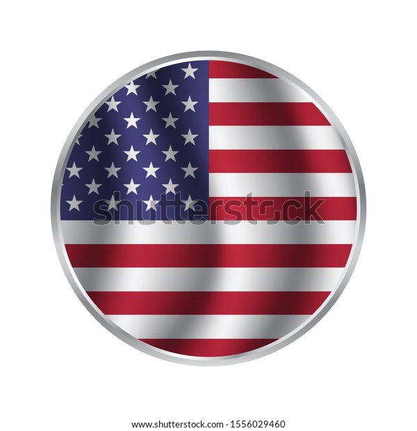 Flag Usa Round Icon Badge United Stock Vector (Royalty Free) 1556029460