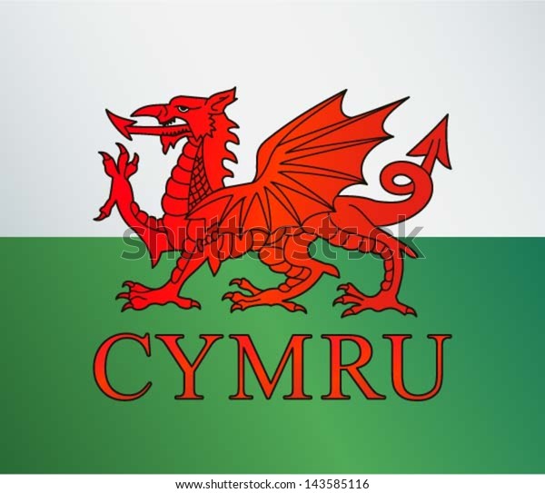 Flag Wales Uk Text Cymru Red Stock Vector (Royalty Free) 143585116