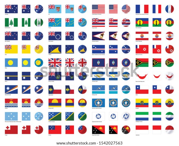 Flags All Oceanian Countries Sovereign States Stock Vector (Royalty ...
