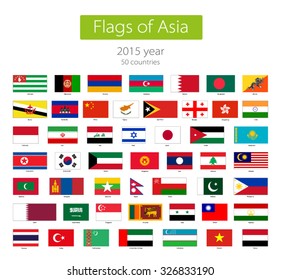 Vector Set Flags Asian Sovereign States Stock Vector (Royalty Free ...
