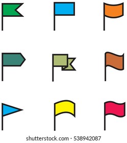 Flags Colored Line Icons Stock Vector (Royalty Free) 538942087 ...