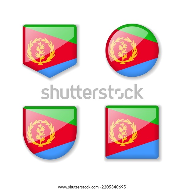Flags Eritrea Glossy Collection Set Vector Stock Vector Royalty Free