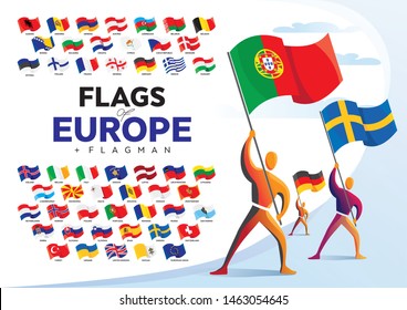 Flags Europe Countries Flag Man Stock Vector (Royalty Free) 1463054645 ...