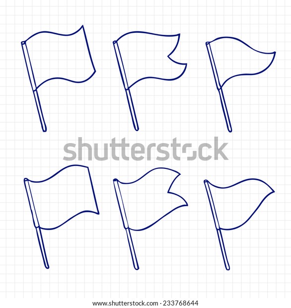 Flags Free Hand Sketch Outlines Stock Vector (Royalty Free) 233768644