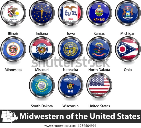 Flags Midwestern Region United States Vector Stock Vector (Royalty Free ...
