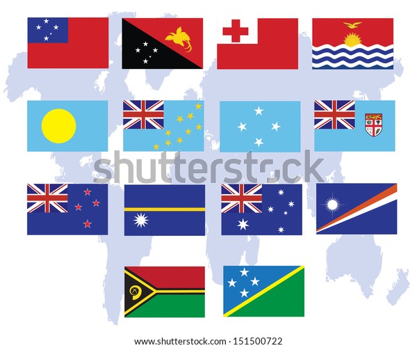 Flags Oceania All Countries Original Colors Stock Vector (Royalty Free ...