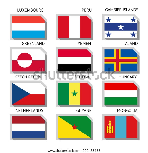 Flags World Flat Vector Illustration Set Stock Vector (Royalty Free ...