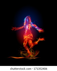 Flame Collection Dancing Fire Girl Stock Vector (Royalty Free ...