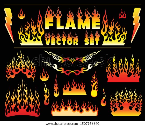 Flame Fire Vintage Collection Illustration Template Stock Vector ...
