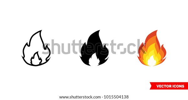 Flame Icon 3 Types Color Black Stock Vector (Royalty Free) 1015504138 ...