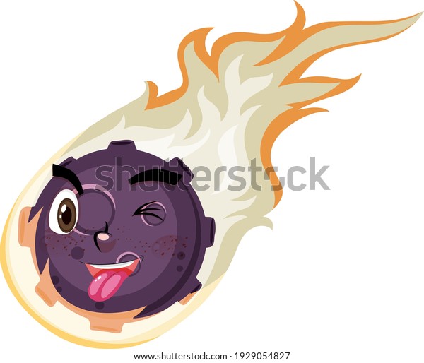 Flame Meteor Cartoon Character Happy Face Stock Vector (Royalty Free ...
