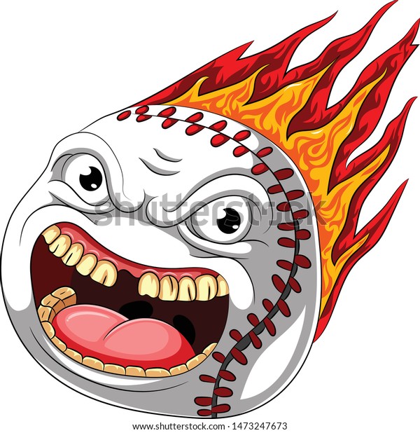 Flame Scary Baseball Ball Burn Hot Stock Vector (Royalty Free) 1473247673