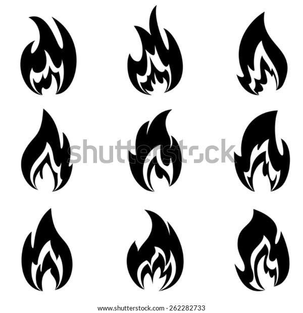 Flames Different Shapes On White Background Stock Vector (Royalty Free ...