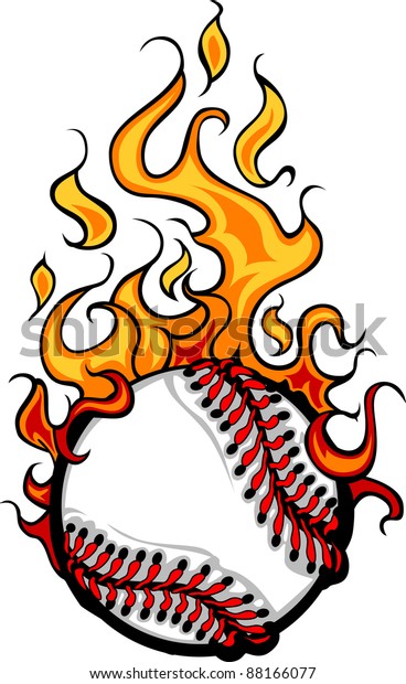 Flaming Baseball Softball Ball Vector Cartoon Stock Vector (Royalty ...