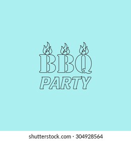 Flaming Bbq Party Word Design Element Stock Vector (Royalty Free ...