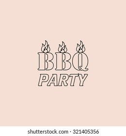 Flaming Bbq Party Word Design Element Stock Vector (Royalty Free ...