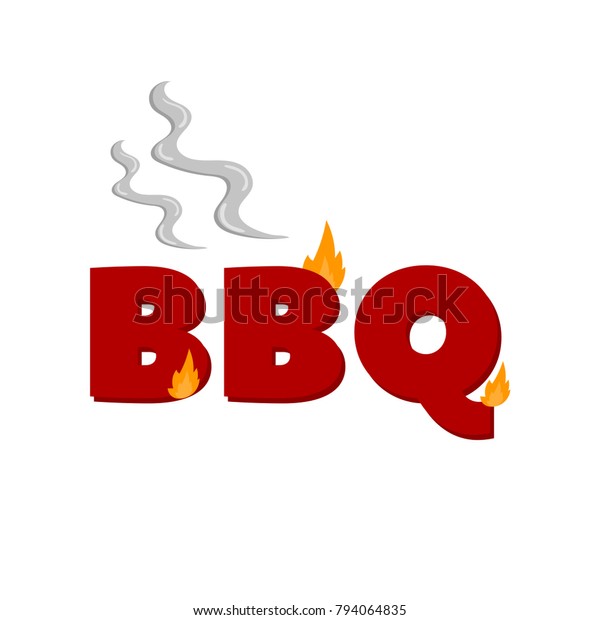 Flaming Bbq Word Barbecue Party Design 库存矢量图（免版税）794064835