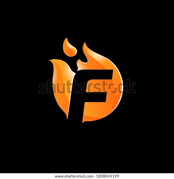 Flaming F Letter Logo Template Fireball Stock Vector (Royalty Free ...