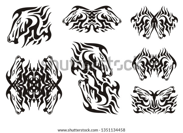 Flaming Horse Head Design Elements Abstract Stock Vector (Royalty Free ...
