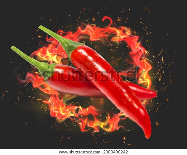 Flaming Hot Chili Pepper Burning Red Stock Vector (Royalty Free ...