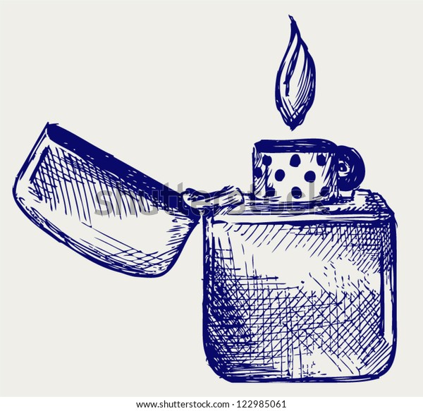 Flaming Lighter Doodle Style Stock Vector (Royalty Free) 122985061 ...