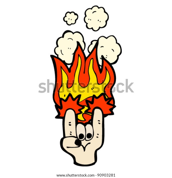 Flaming Magic Rock Symbol Cartoon Stock Vector (Royalty Free) 90903281