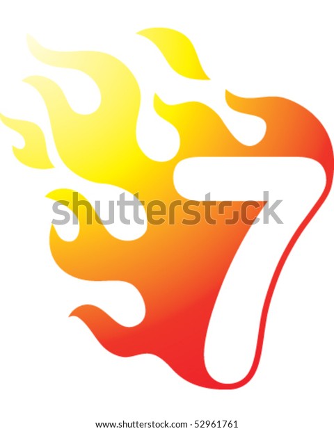 Flaming Number Seven Stock Vector (Royalty Free) 52961761