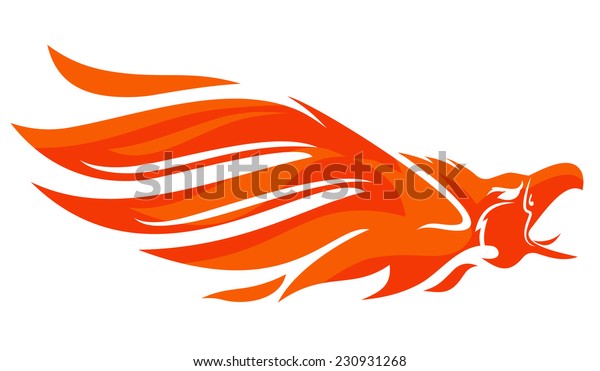 Flaming Phoenix Bird Open Beak Stock Vector (Royalty Free) 230931268 ...