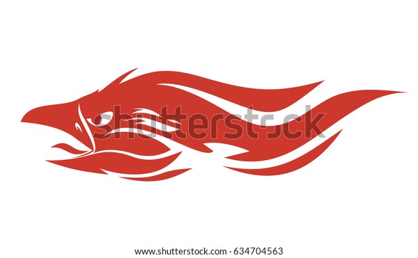Flaming Phoenix Bird Open Beak Stock Vector (Royalty Free) 634704563 ...