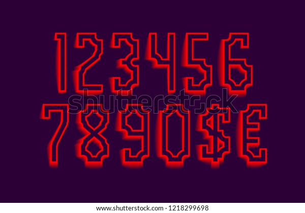 Flaming Red Shades Numbers Currency Signs: vector de stock (libre de ...